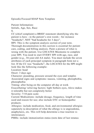 EpisodicFocused SOAP Note TemplatePatient InformationIniti.docx