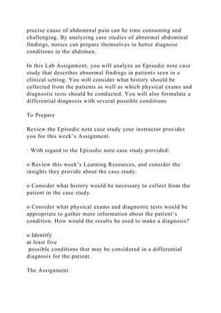 Episodic Note Case StudyAssessment of the Abdomen and Gastr.docx