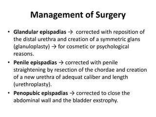 Management of Epispadia | PPTX