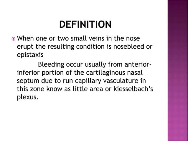Epistaxis ( nose bleed) | PPTX | First Aid | Injuries