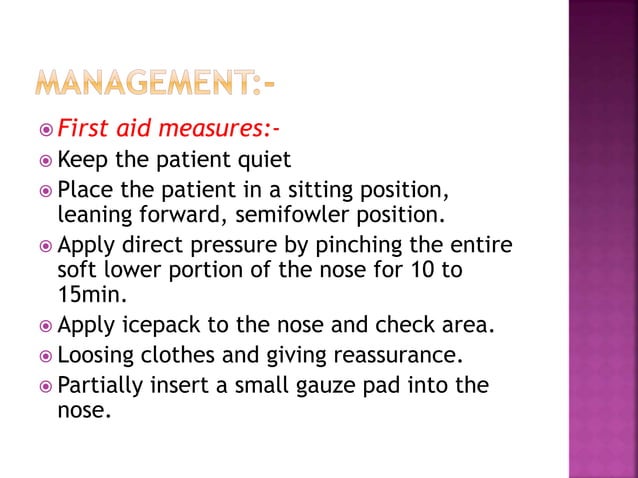 Epistaxis and its surgical and nursing management | PPTX | First Aid ...