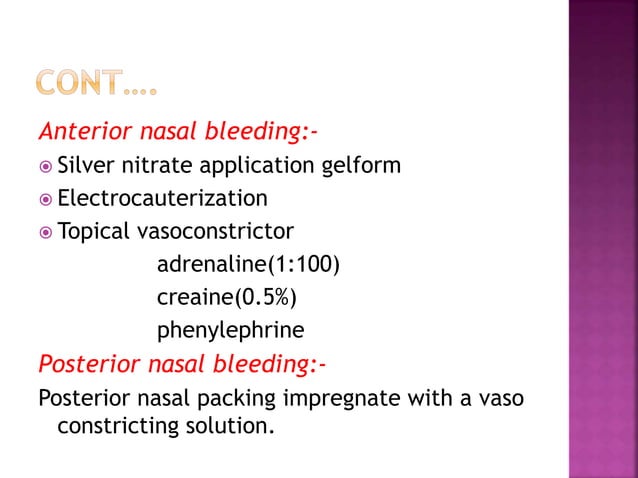 Epistaxis and its surgical and nursing management | PPTX | First Aid ...