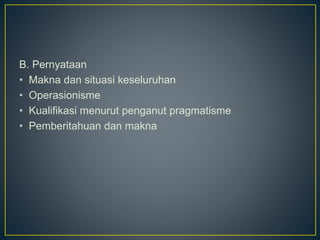 Epistemologi makna dan kebenaran | PPT
