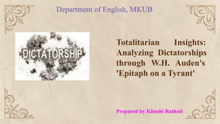 Totalitarian Insights: Analyzing Dictatorships through W.H. Auden's ...