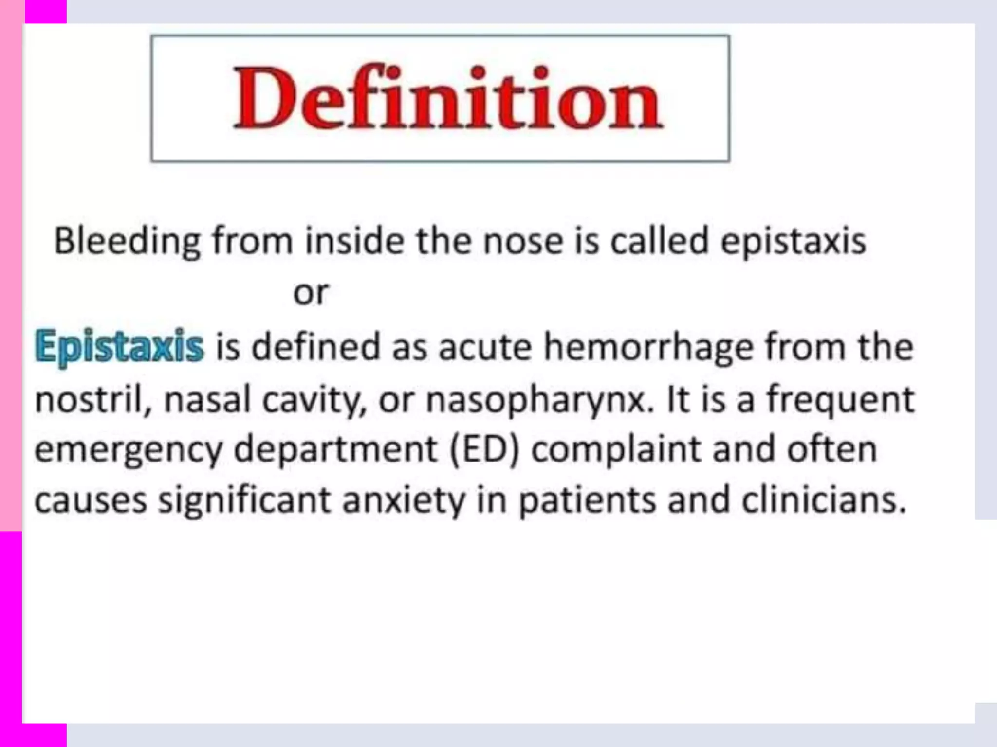 EPITAXIS MEDICAL SURGICAL NURSING SLIDE Share | PPT