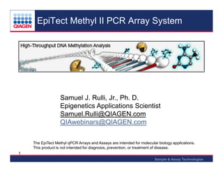 Epi tect methylation qpcr arrays 2013 | PPT