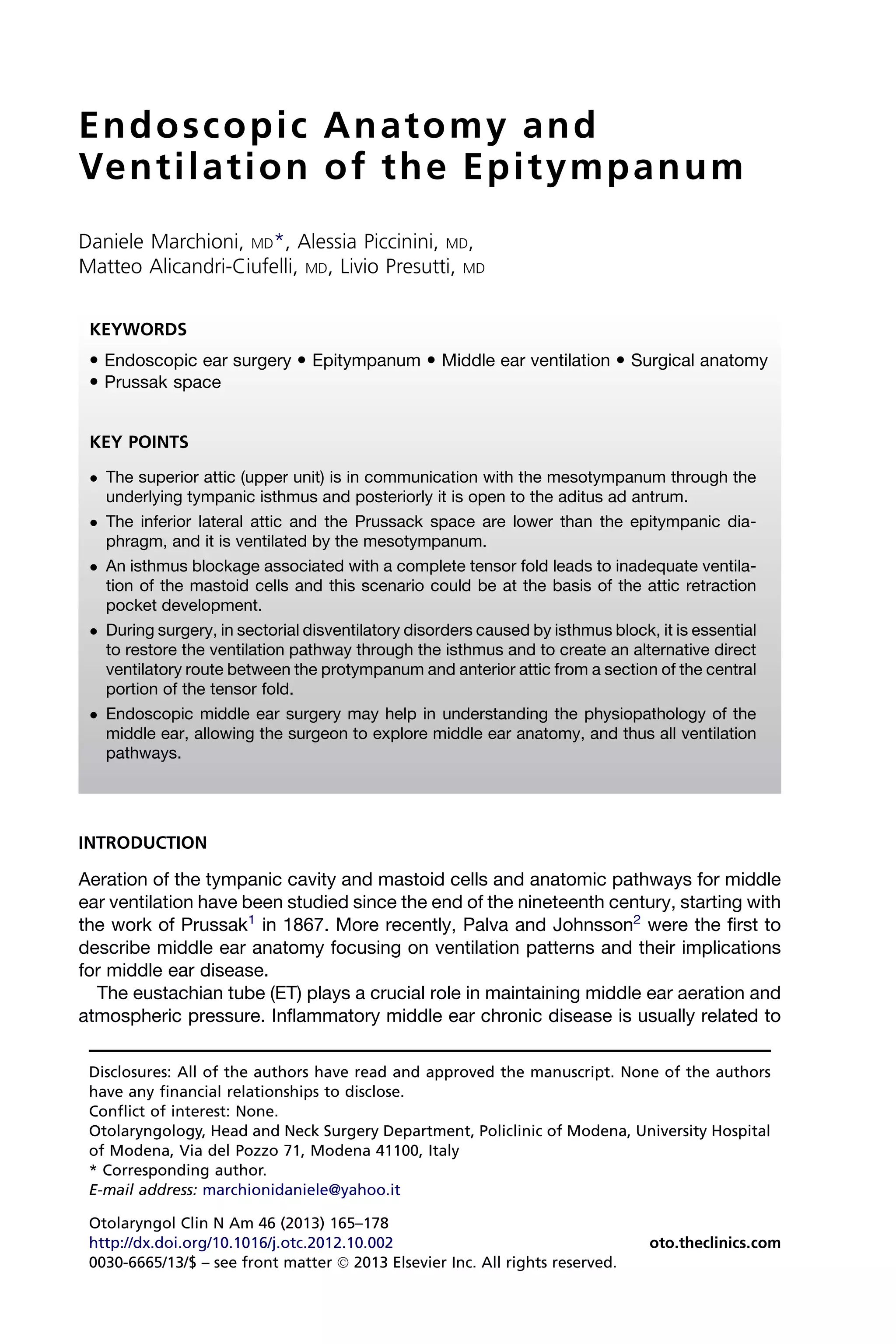Epitympanic anatomy otolaryngology | PDF