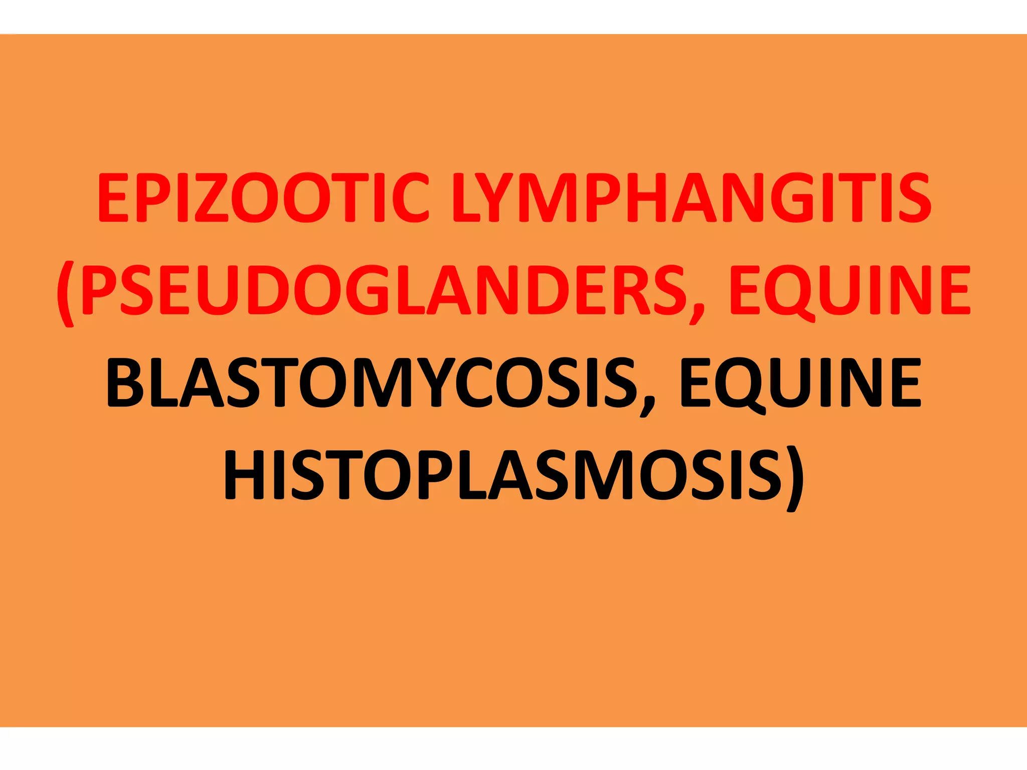 المحاظرة الخامسة / معدية / دكتور اسعد / Epizootic lymphangitis | PPTX