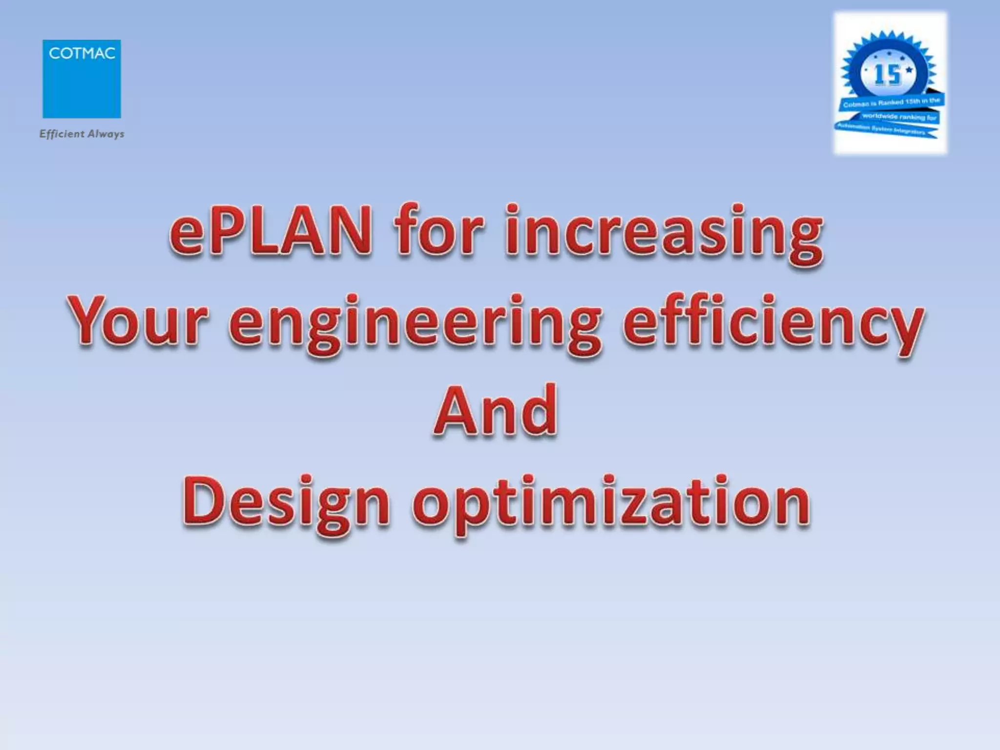 Eplan for increasing engineering efficiency | PPTX