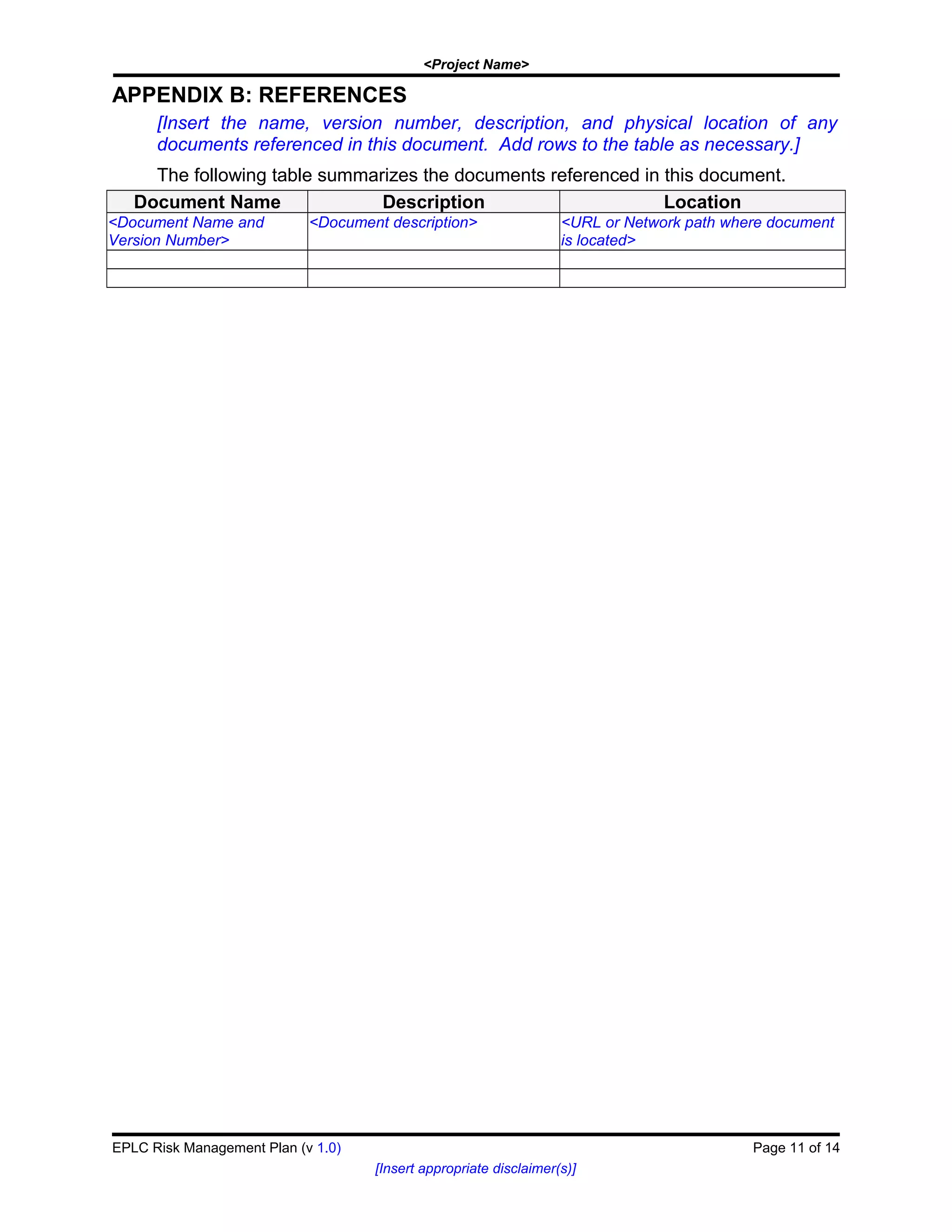 Eplc risk management_template | DOC