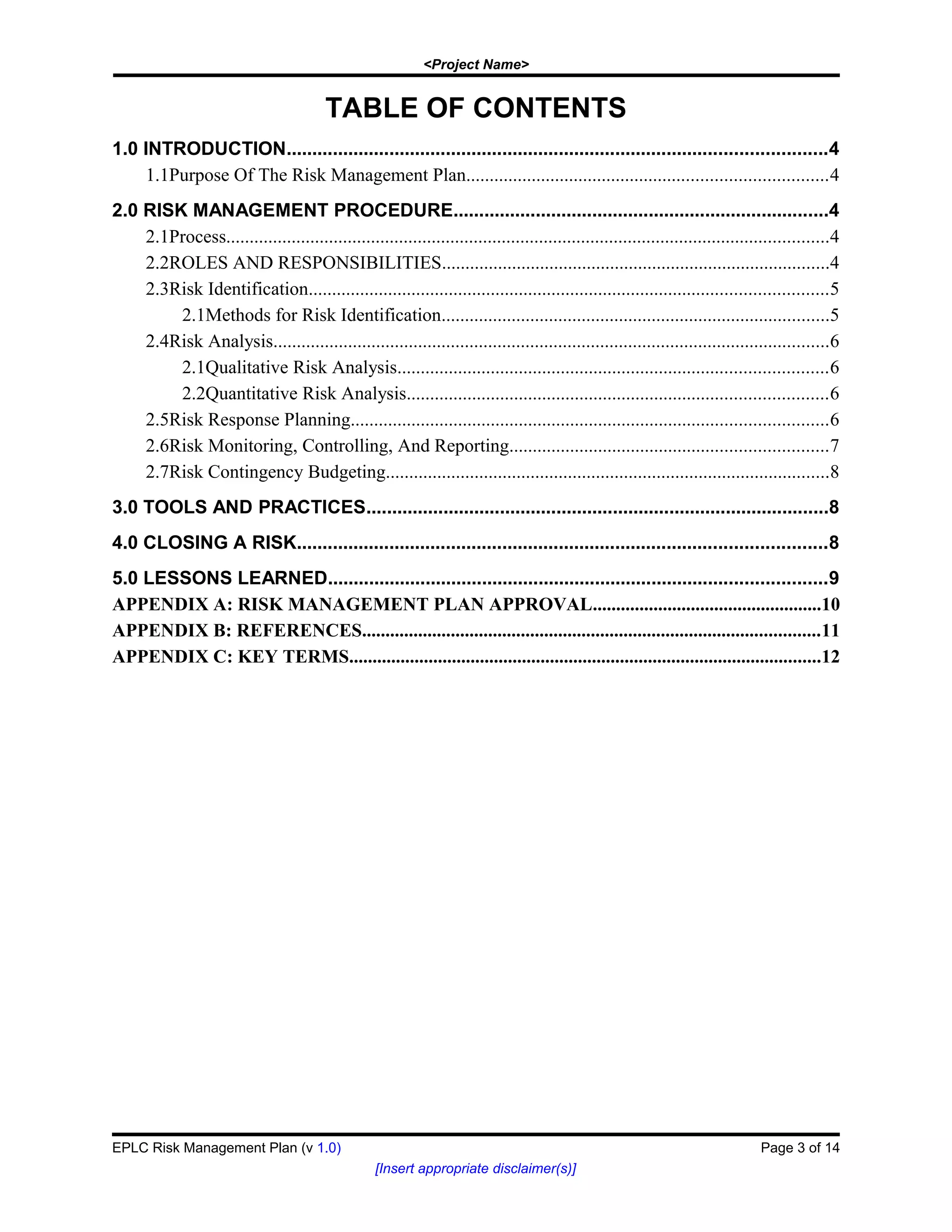 Eplc risk management_template | DOC