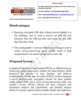 Eplq efficient privacy preserving location-based query over outsourced encrypted data | PDF