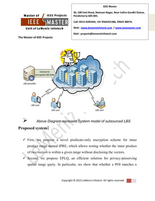 Eplq efficient privacy preserving location-based query over outsourced encrypted data | PDF