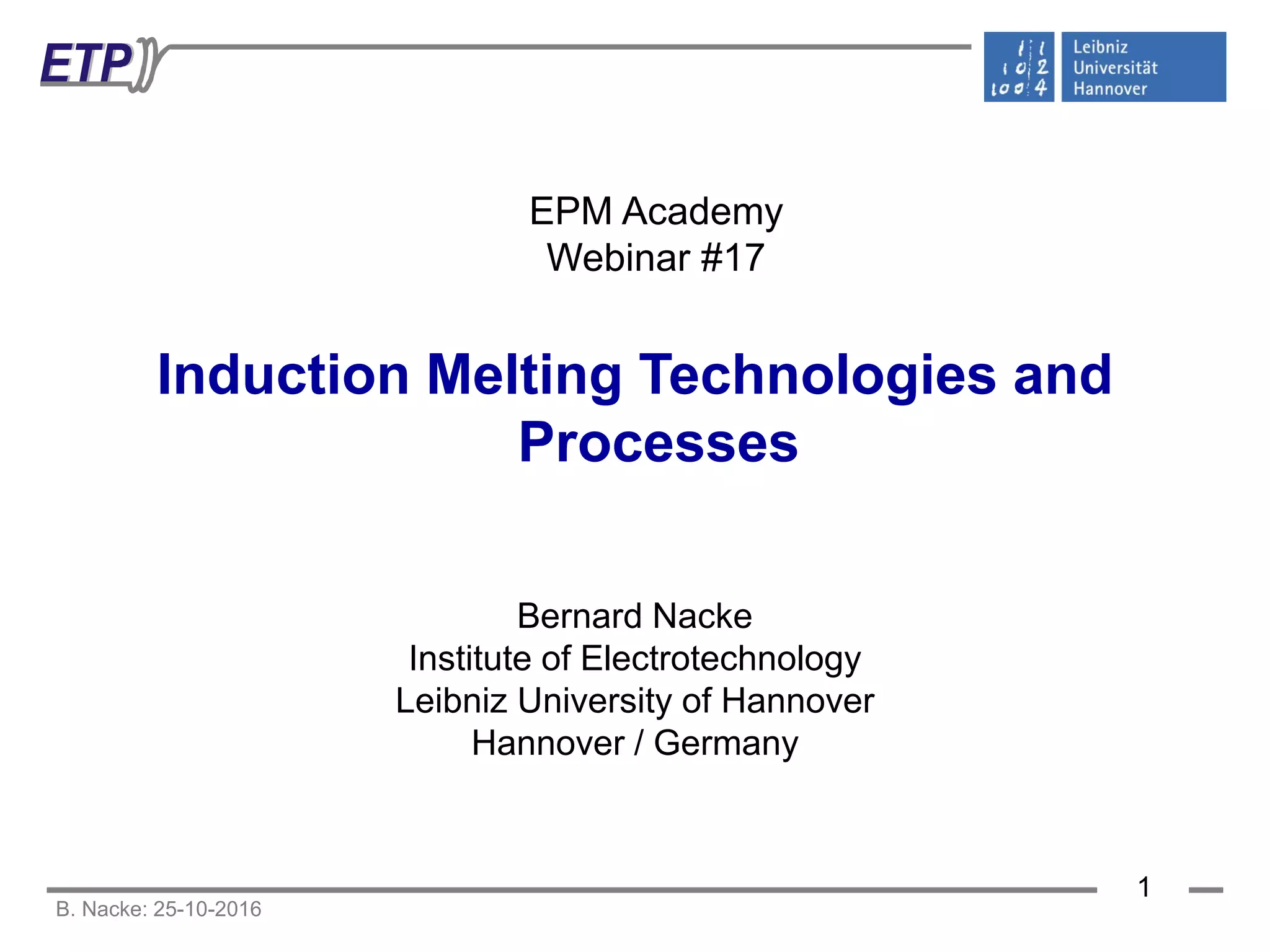 Induction melting technologies and processes | PDF