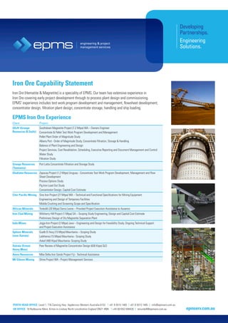 EPMS Iron Ore Magnetite Capability Statement | PDF