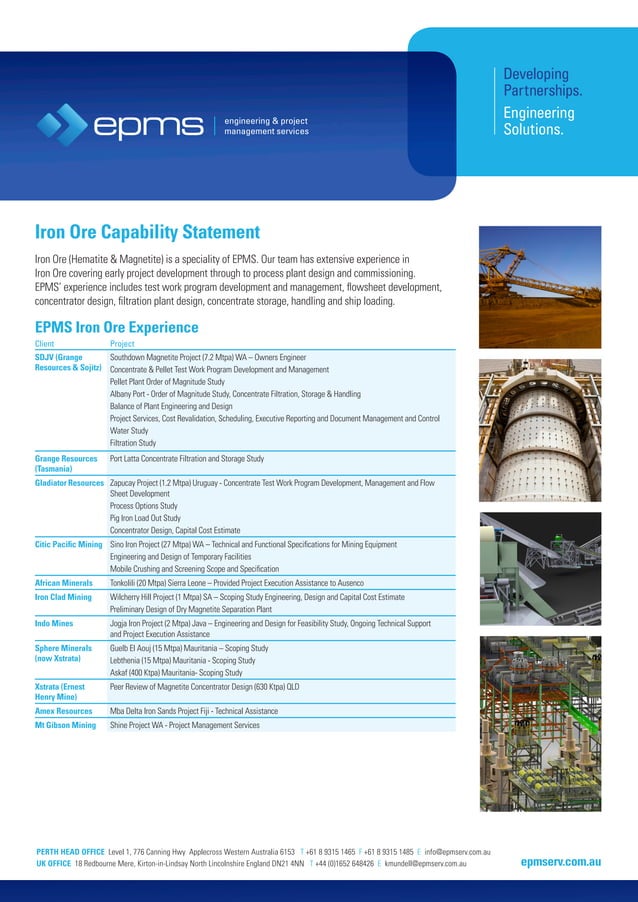 EPMS Iron Ore Magnetite Capability Statement | PDF
