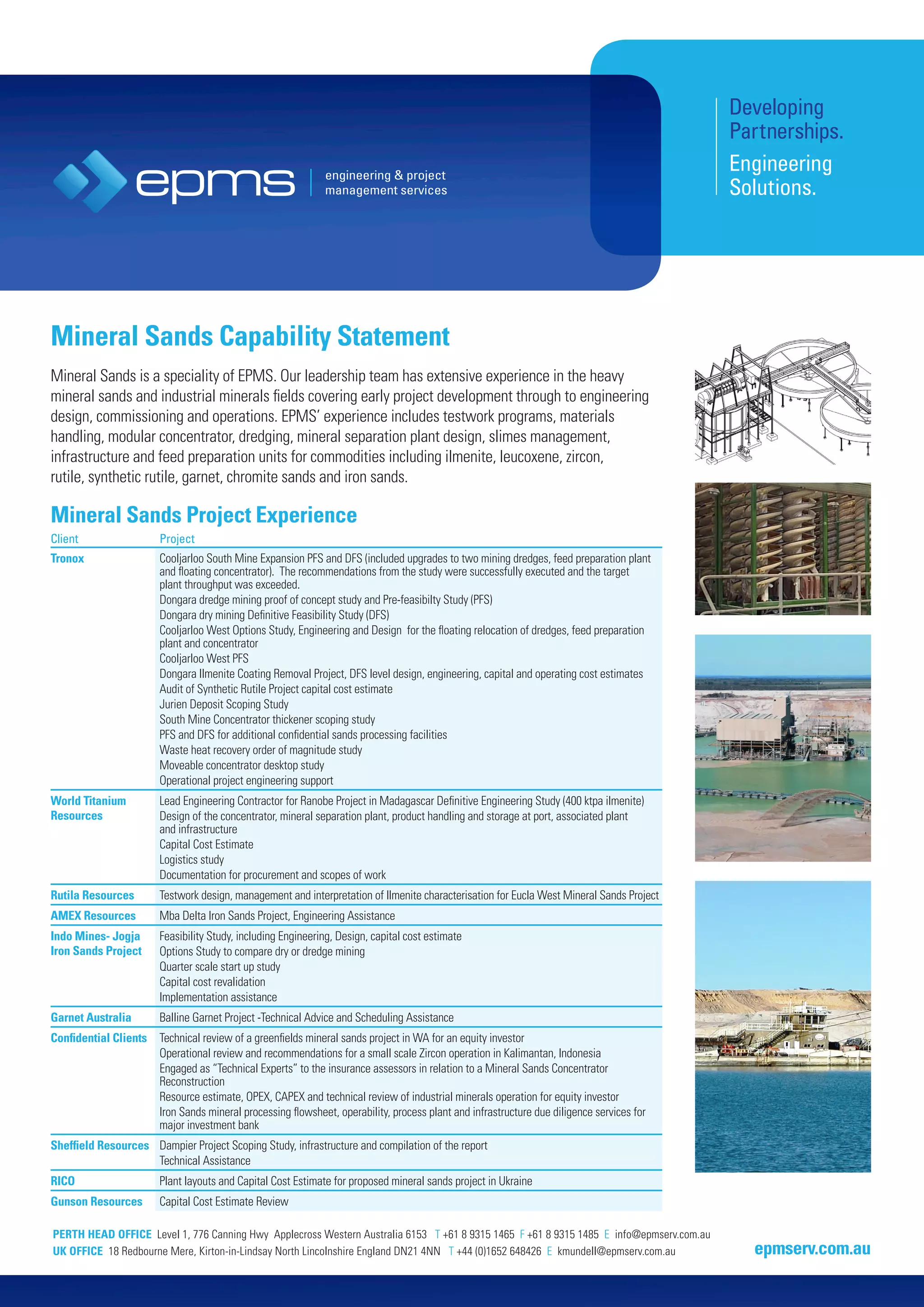 EPMS Mineral Sands Capability Statement | PDF