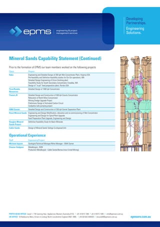 EPMS Mineral Sands Capability Statement | PDF