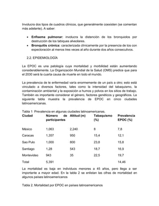 Epoc Enfermedad Pulmonar Obstructiva Crónica | PDF