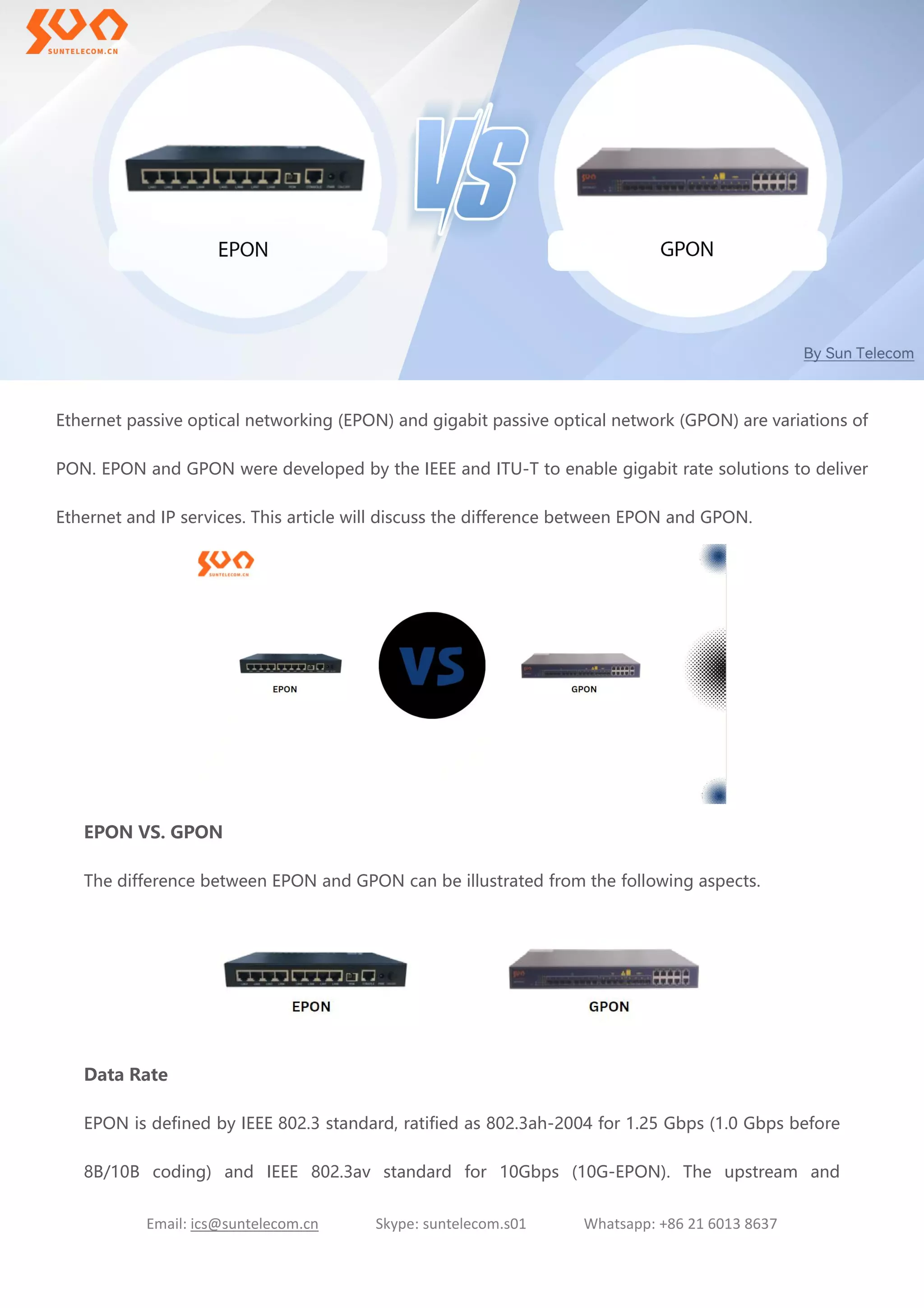 EPON VS.GPON
