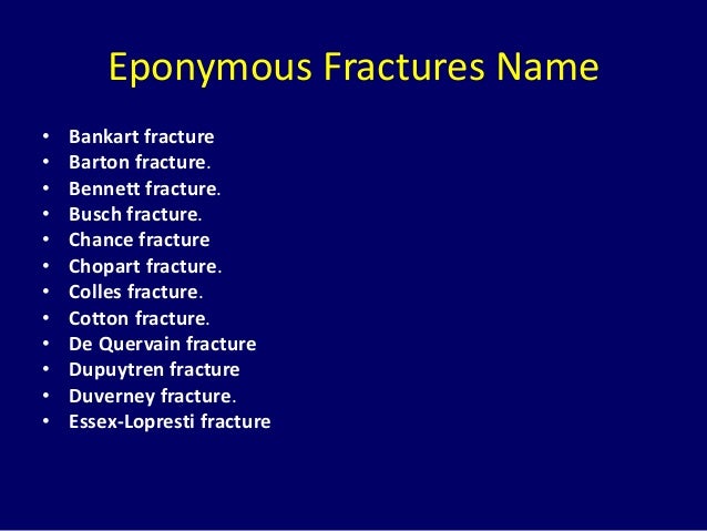 Eponymous Fractures Name Dr Muhammad Bin Zulfiqar Strategic Studies