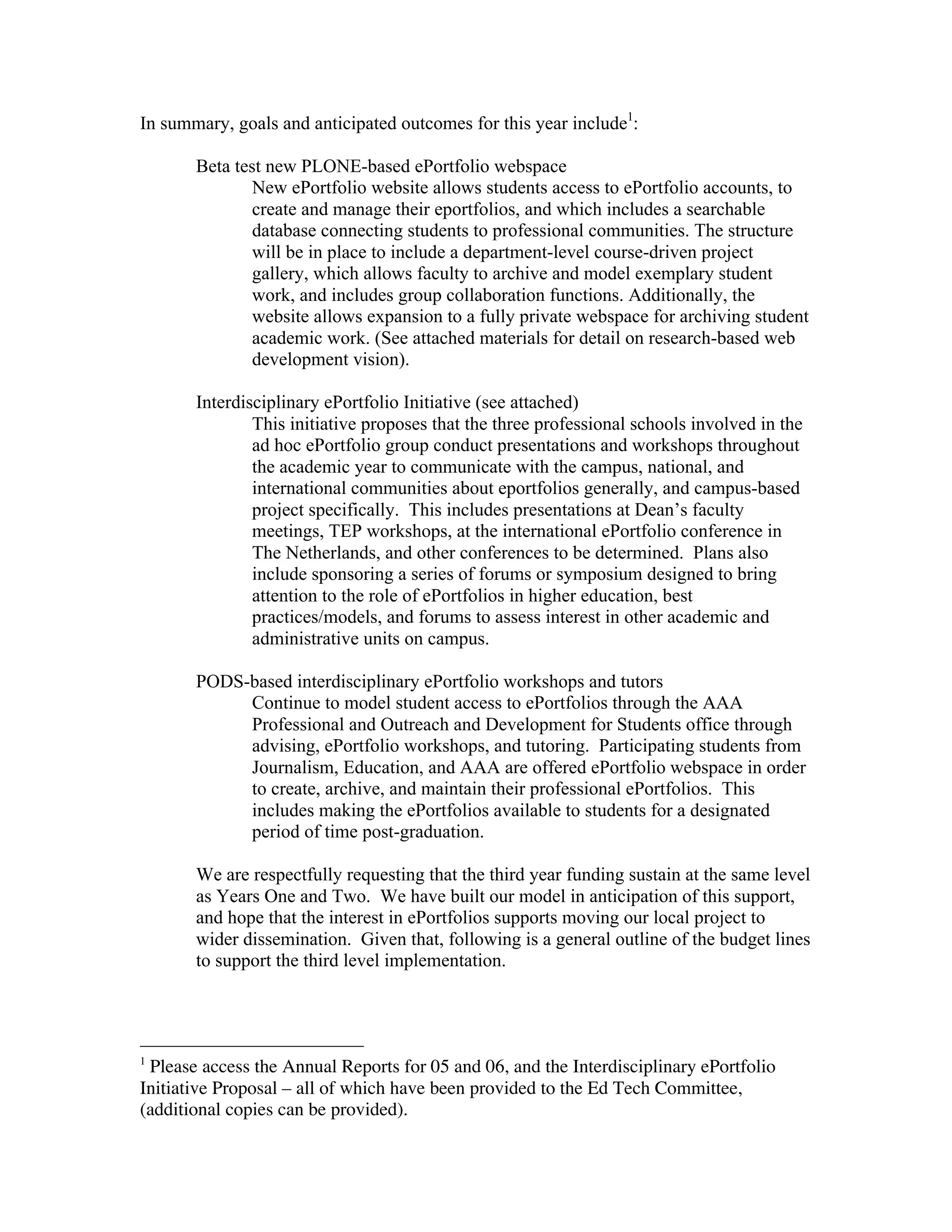 UO ePortfolio 3rd year pilot proposal | PDF | Professional School ...