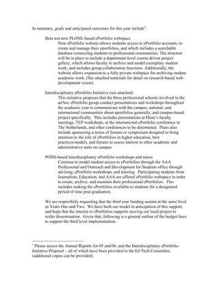 UO ePortfolio 3rd year pilot proposal | PDF | Professional School ...
