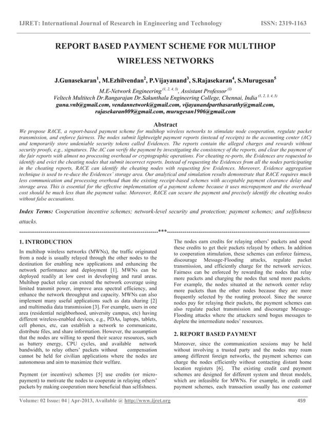 Eport based payment scheme for multihop wireless networks | PDF