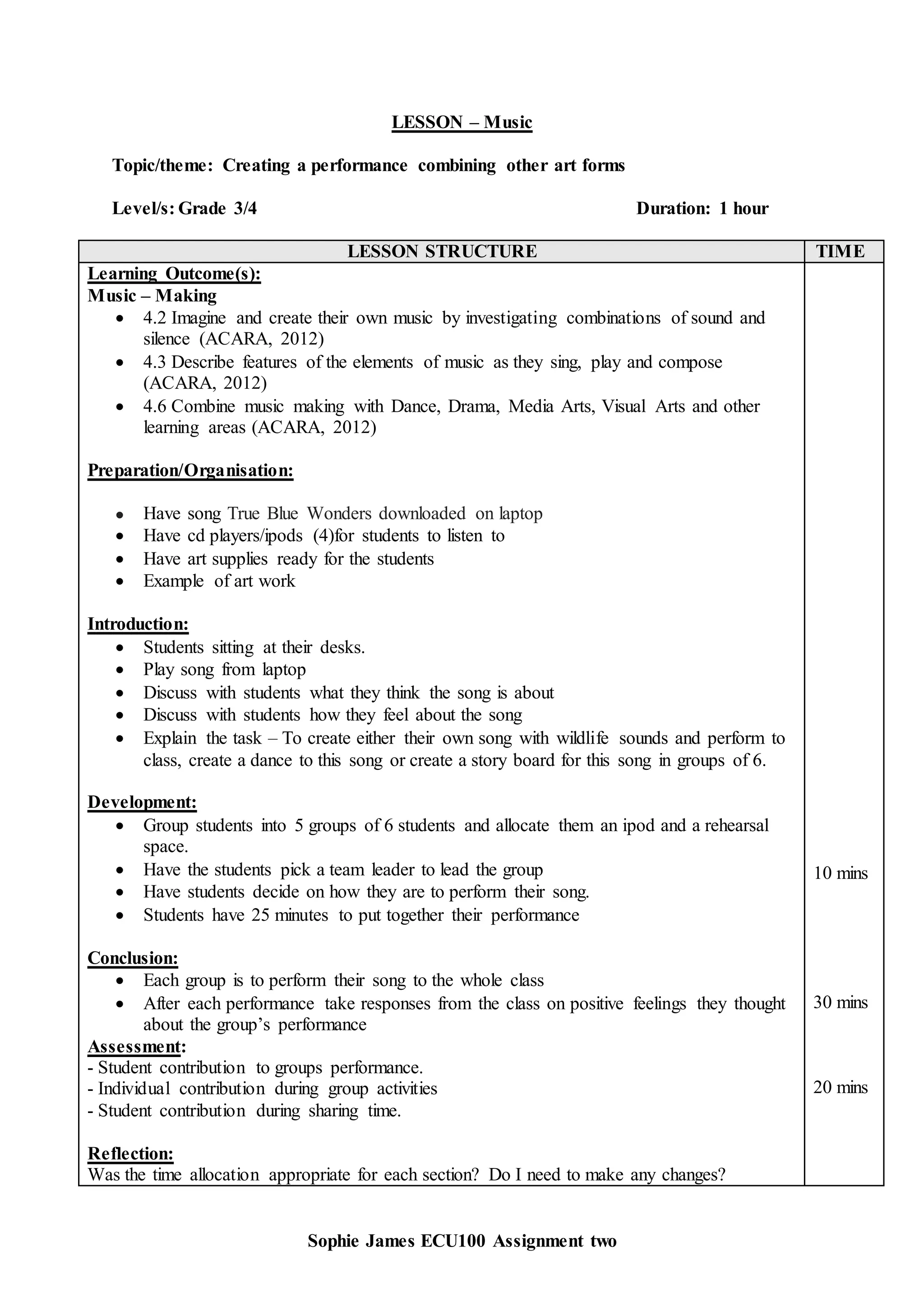 E portfolio possible lesson plans | DOCX