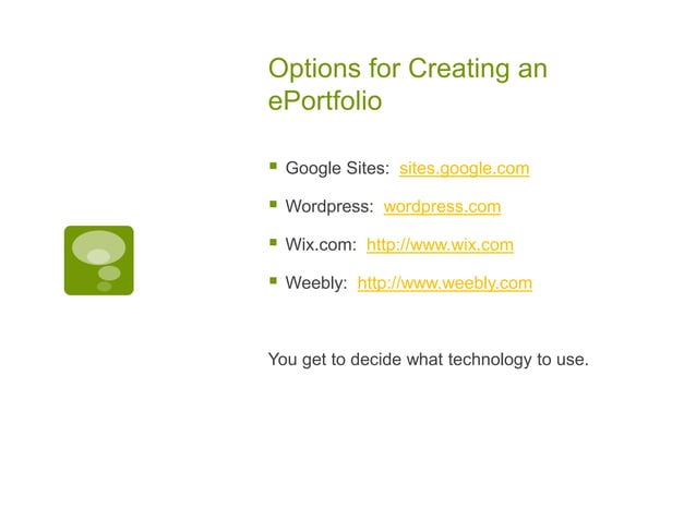 ePortfolio Presentation for Guide to eLearning for Higher Education ...