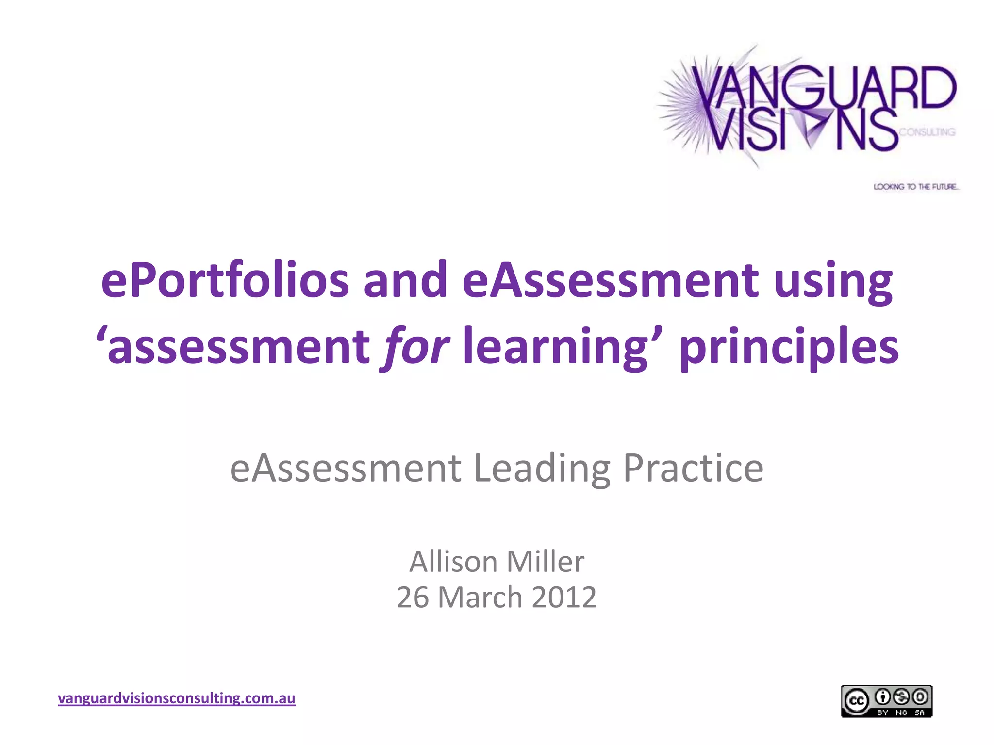 ePortfolios and eAssessment using assessment for learning principles ...