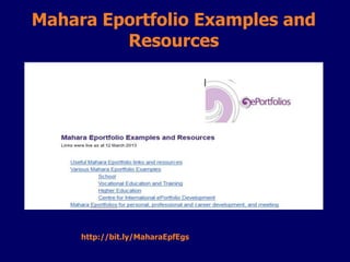 Eportfolios, Mahara and demostrating scholarship - 040613 | PPT