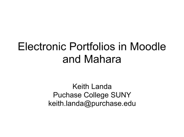 E portfolios in Moodle and Mahara | PPT