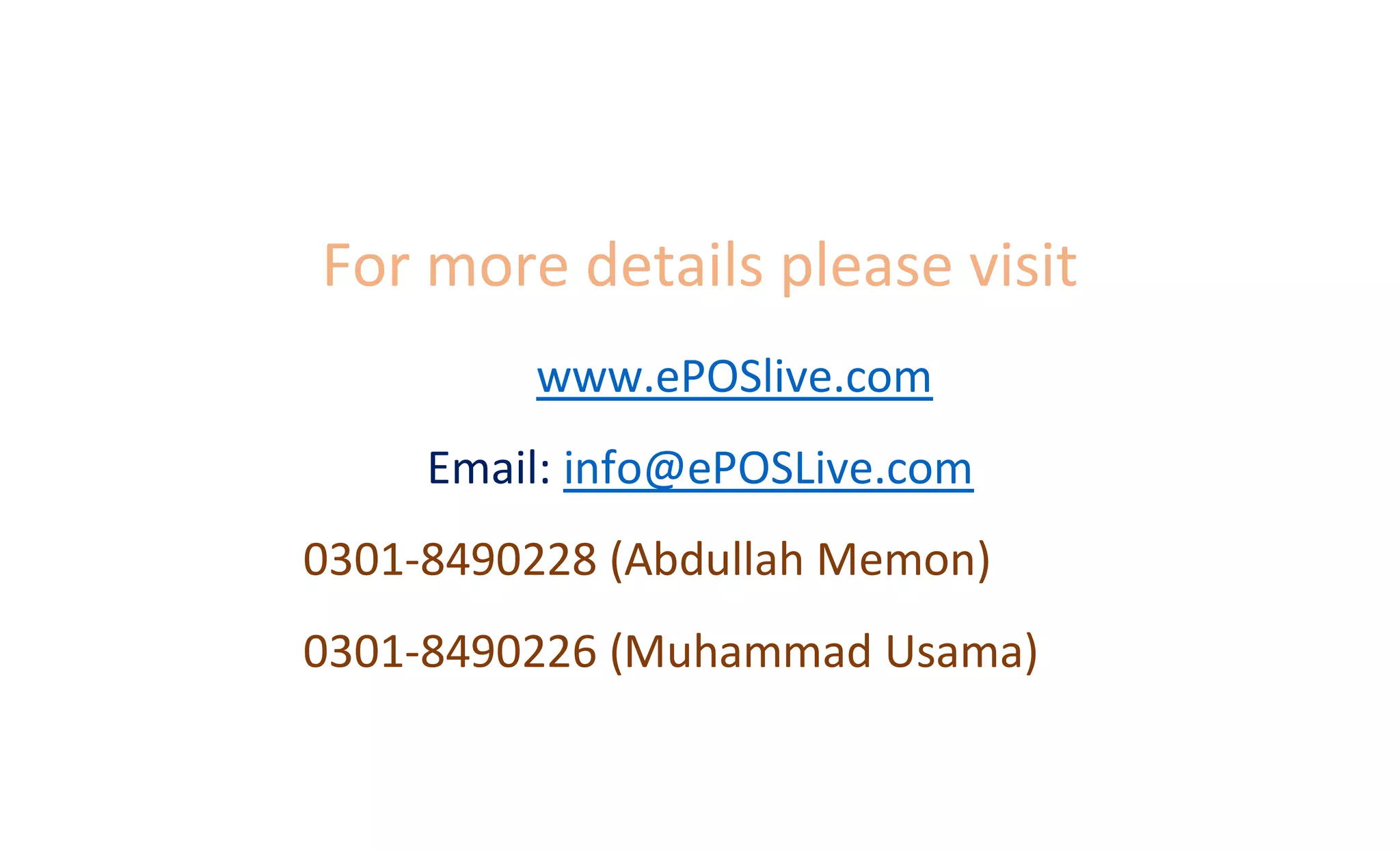 ePOSLIVE - pos software -Feature List- | PPT