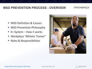 MSD Prevention Process Overview | PPTX | Physical Therapy | Wellness
