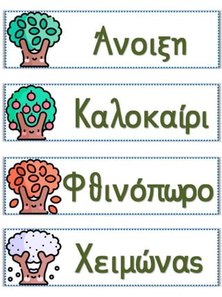 Εποχές & μήνες του χρόνου. Καρτέλες ημερομηνίας | PPTX