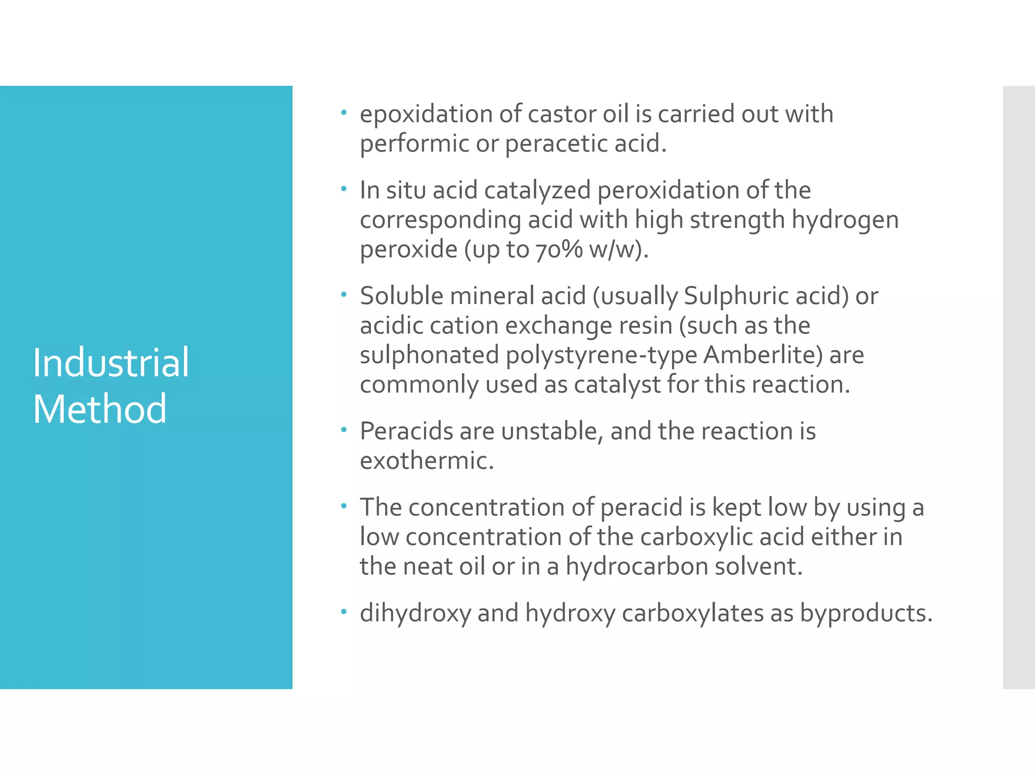 Epoxidation of castor oil 17 oil206 | PPTX