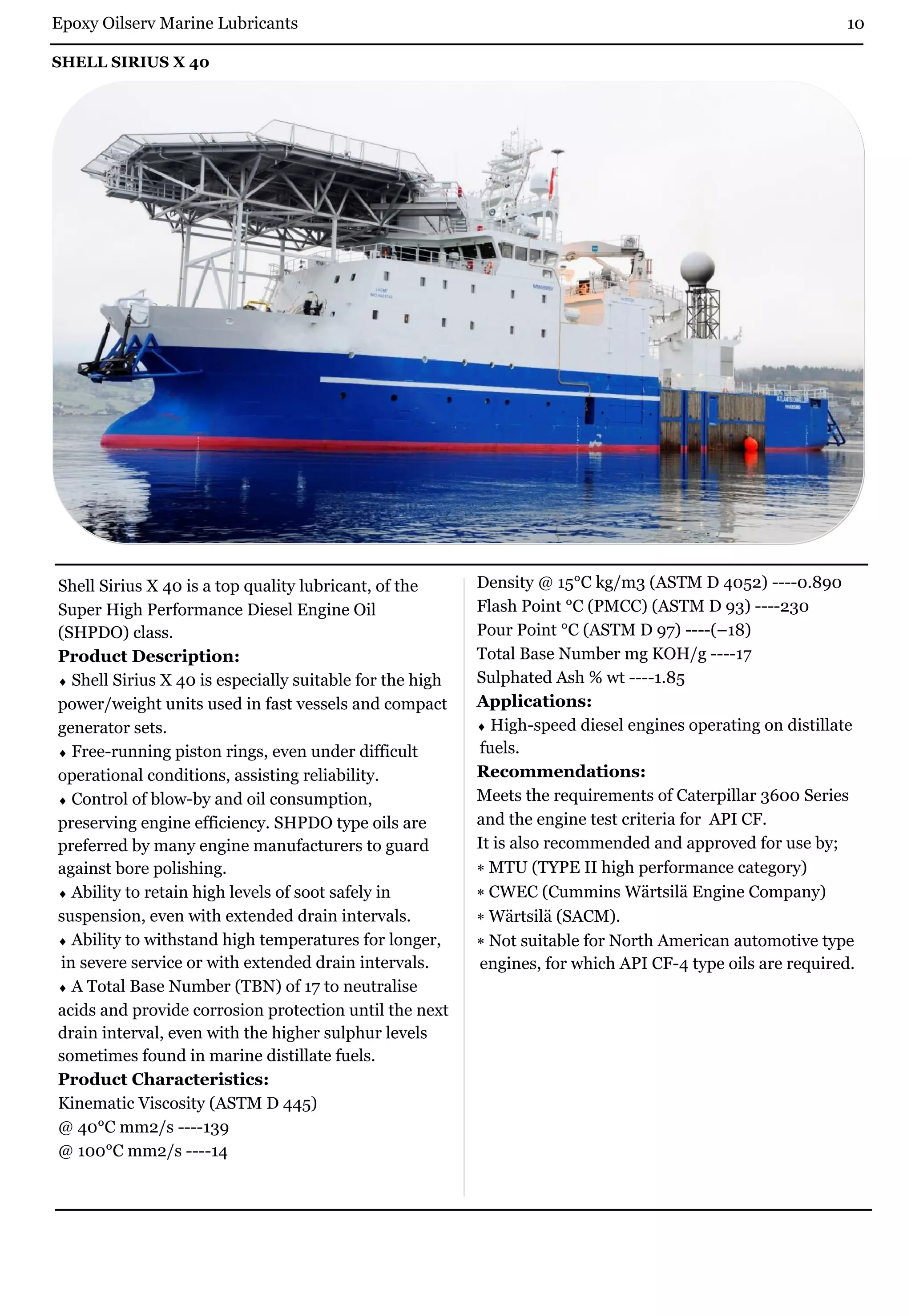 Epoxy Oilserv Marine Lubricants Product Brochure | PDF