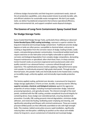 Epoxy Coated Steel Sludge Storage Tanks Designed for Long-Term ...