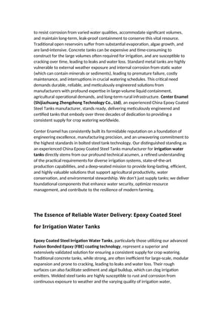 Epoxy Coated Tanks for Irrigation Water Consistent Supply for Crop Watering.docx