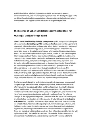 Epoxy Coated Tanks for Municipal Sludge Storage Large-Scale Urban ...