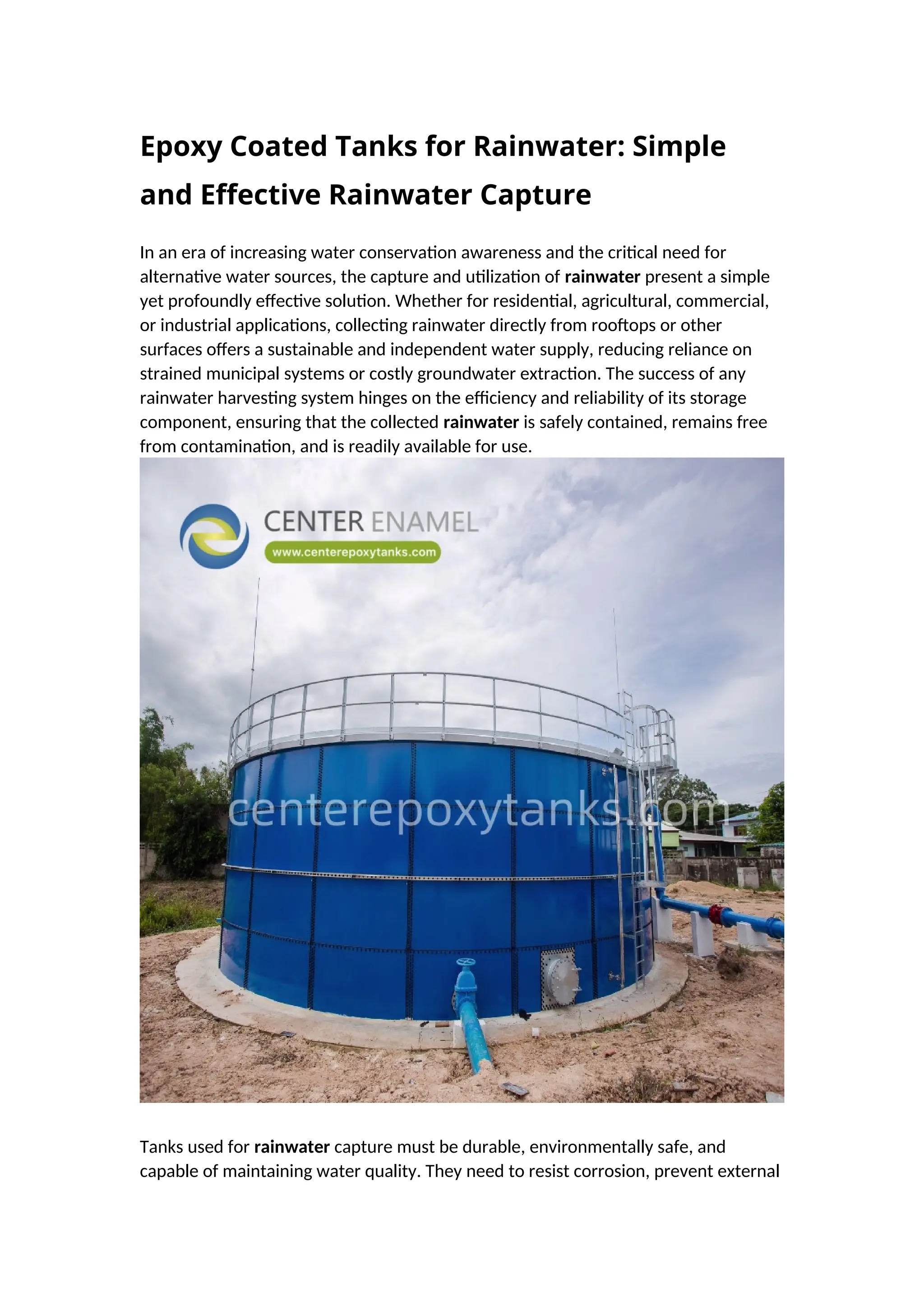 Epoxy Coated Tanks for Rainwater Simple and Effective Rainwater Capture ...