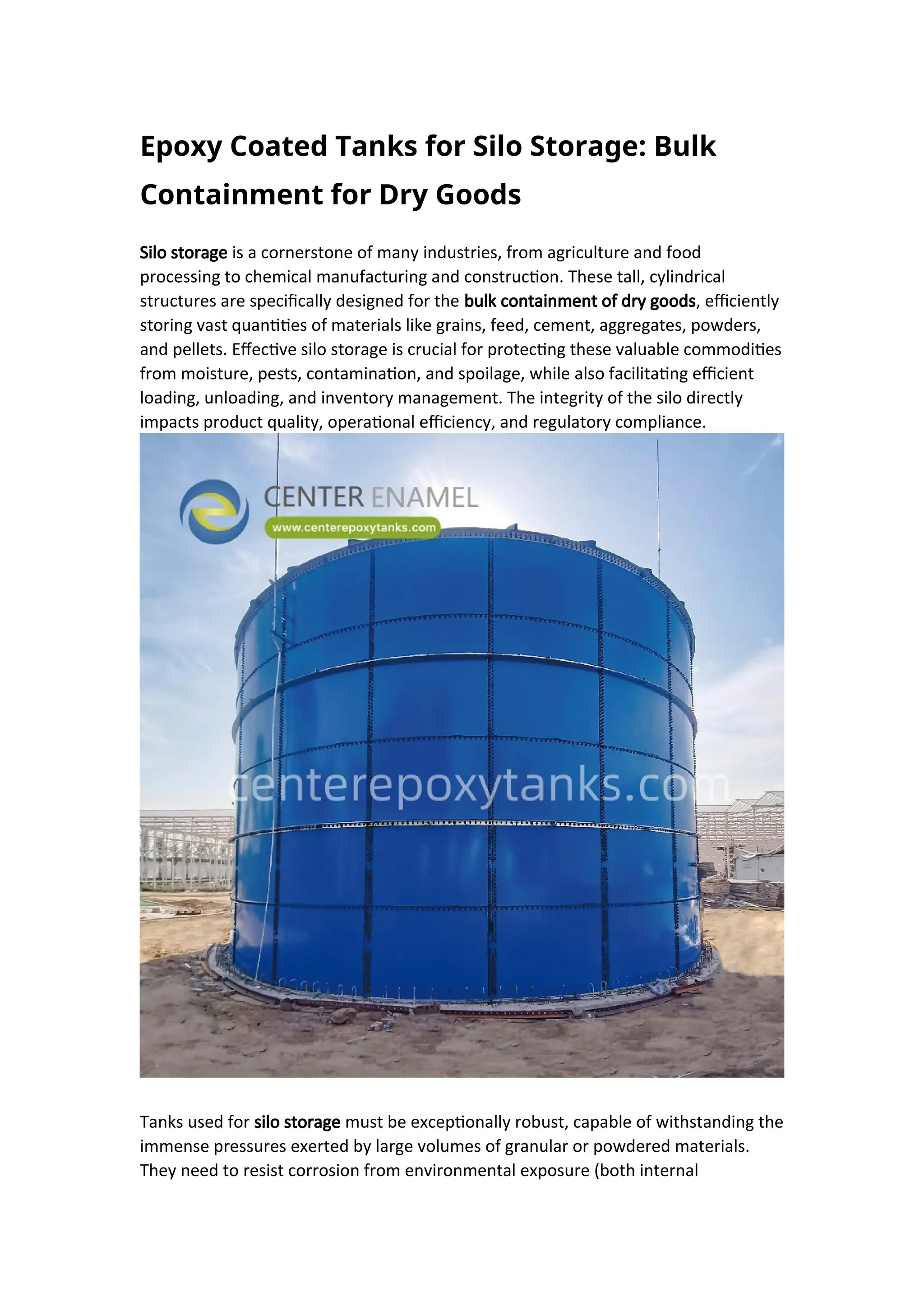 Epoxy Coated Tanks for Silo Storage Bulk Containment for Dry Goods.docx
