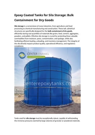 Epoxy Coated Tanks for Silo Storage Bulk Containment for Dry Goods.docx