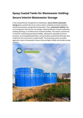 Epoxy Coated Tanks for Wastewater Holding Secure Interim Wastewater ...
