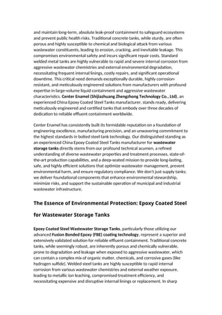 Epoxy Coated Tanks for Wastewater Storage Reliable Effluent Containment ...