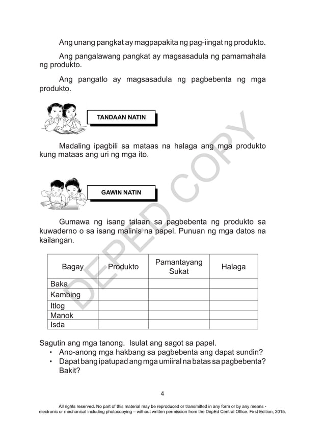 K TO 12 GRADE 4 LEARNER’S MATERIAL IN EPP (Q1-Q4) | PDF