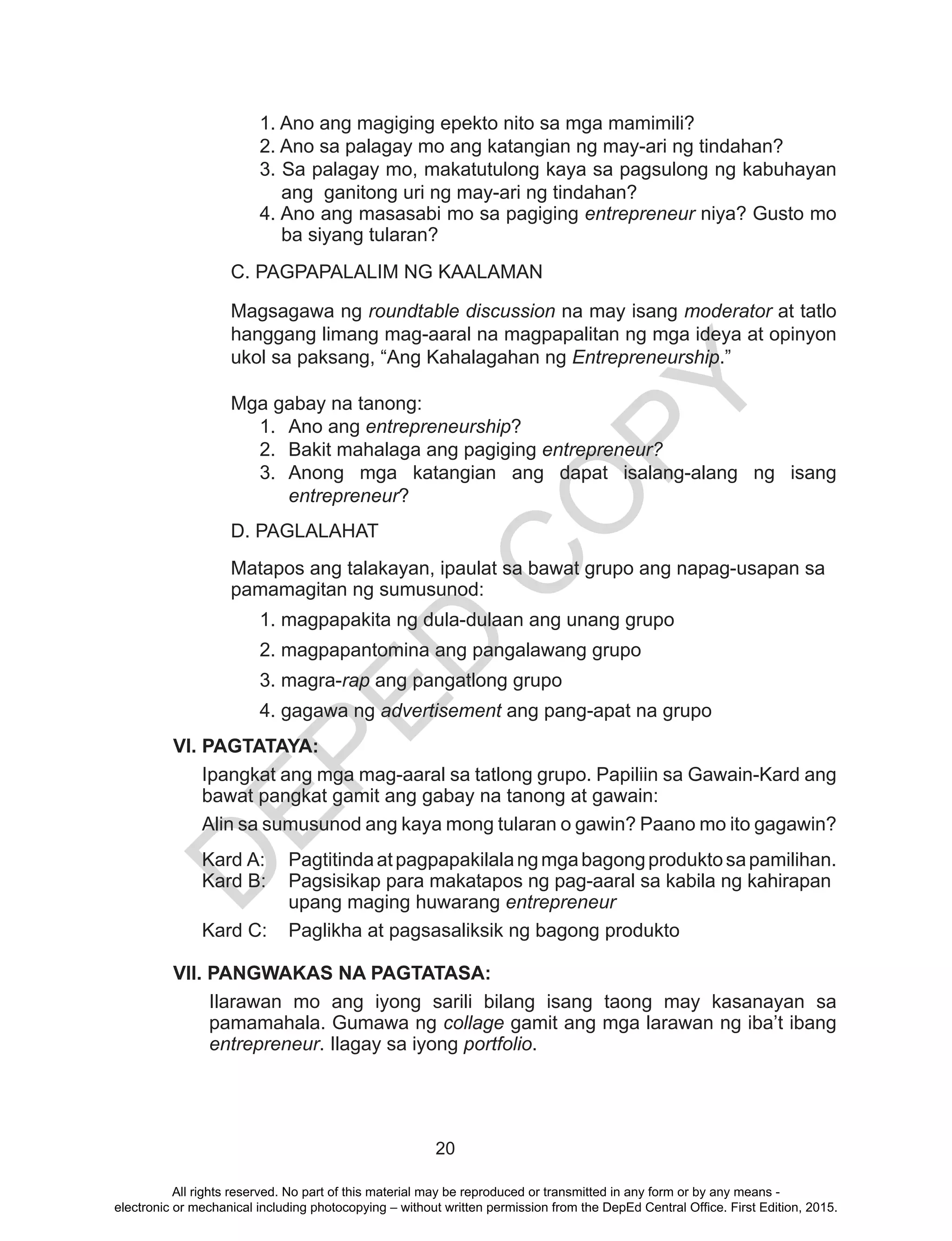 K TO 12 GRADE 4 TEACHER’S GUIDE IN EPP (Q1-Q4) | PDF