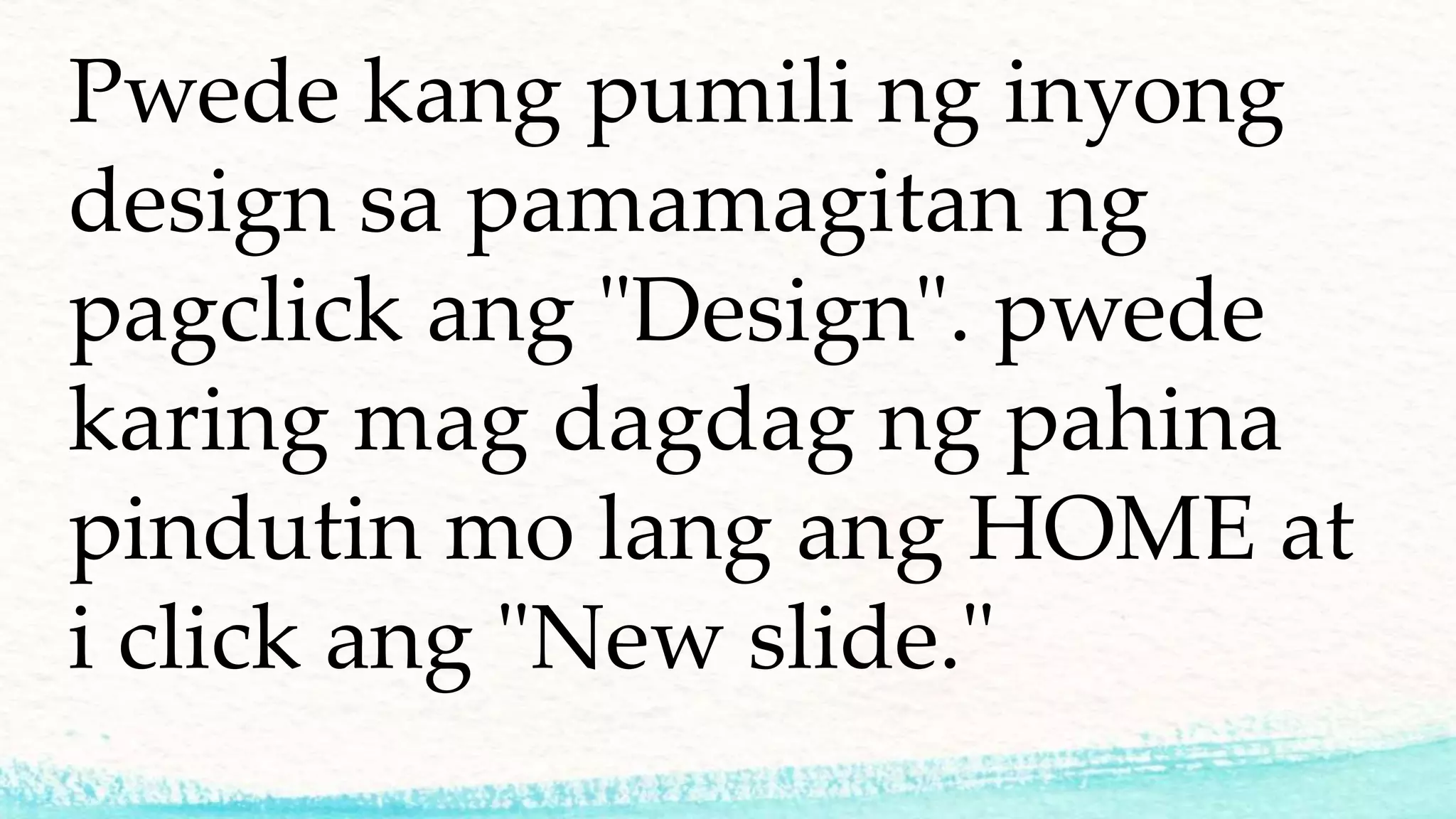 nagagamit ang mga basic features ng slide presentation tool sa pagbuo ...