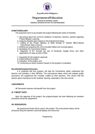 Epp tle-tvl project proposal | DOCX